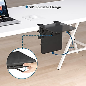 BONTEC Ergonomics Desk Extender Tray, 9.5"x9.1" Table Mount Arm Wrist Rest Shelf, 90° Foldable Elbow Arm Support, Clamp on Computer Arm Rest for Desk, Suitable for Office Desks