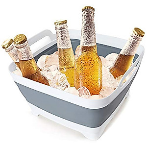 FOSJGO 9L Collapsible Dish Tub Portable Sink,Dishpan for Washing Dishes,Wash Dish Basin,Foldable Laundry Tub,Washing Basin with Drain Plug,Dishpan for Kitchen Sink,Camping Dish Washing Tub