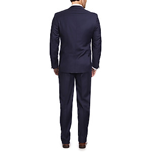 Mens Classic Fit Solid Navy Blue Two Button Wool Suit Size: 48L