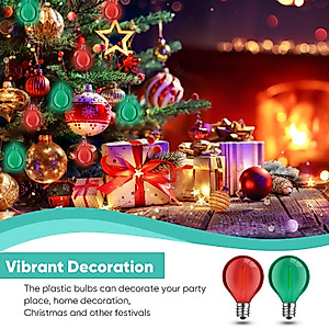 LEIFIDE 100 Pcs G40 LED Light Bulbs Replacement 1W Globe Bulbs Outdoor LED Light Bulb Fits C7 and E12 Candelabra Screw Base Sockets LED String Light Bulbs Shatterproof Bulbs, 2700k(Red, Green)