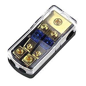 ZOOKOTO Copper Distribution Block, 0GA(4/6/8/10) GA to 4(6/8/10) GA 60 Amp Mini ANL 2 Way Fuse Holder