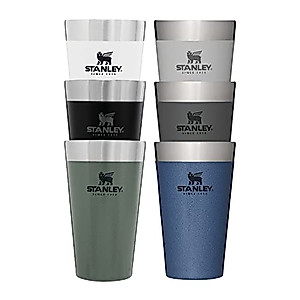 STANLEY Adventure Stacking Beer Pint 0.47L - Travel Mug Keeps Beer Cold For 4 Hours - Stainless Steel Beer Mug - Stacks Infinitely - Double Wall Vacuum Insulation - Dishwasher Safe - Hammertone Green