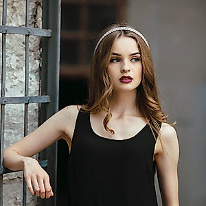 Yinder Women's Boho Leather Stretchy Double Non Slip Hair Accessory - 6 Pcs Elastic Braided Headbands in Elegant Color