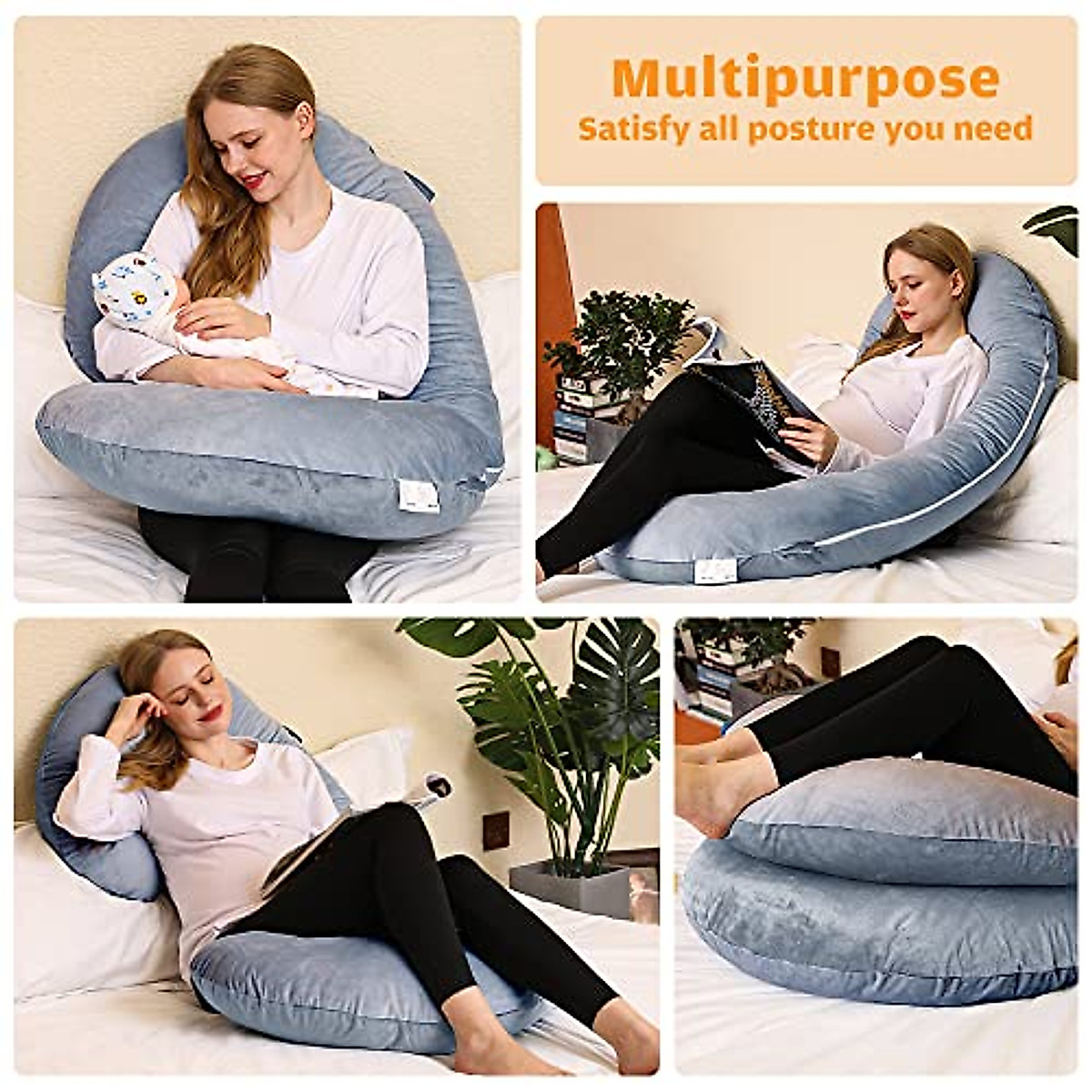 Chilling Home Pregnancy Pillows, C Shaped Full Body Pillow for Pregnancy 59 Inch Maternity Pillow for Pregnant Women, Pregnancy Must Haves Pregnancy Pillows for Sleeping with Removable Cover