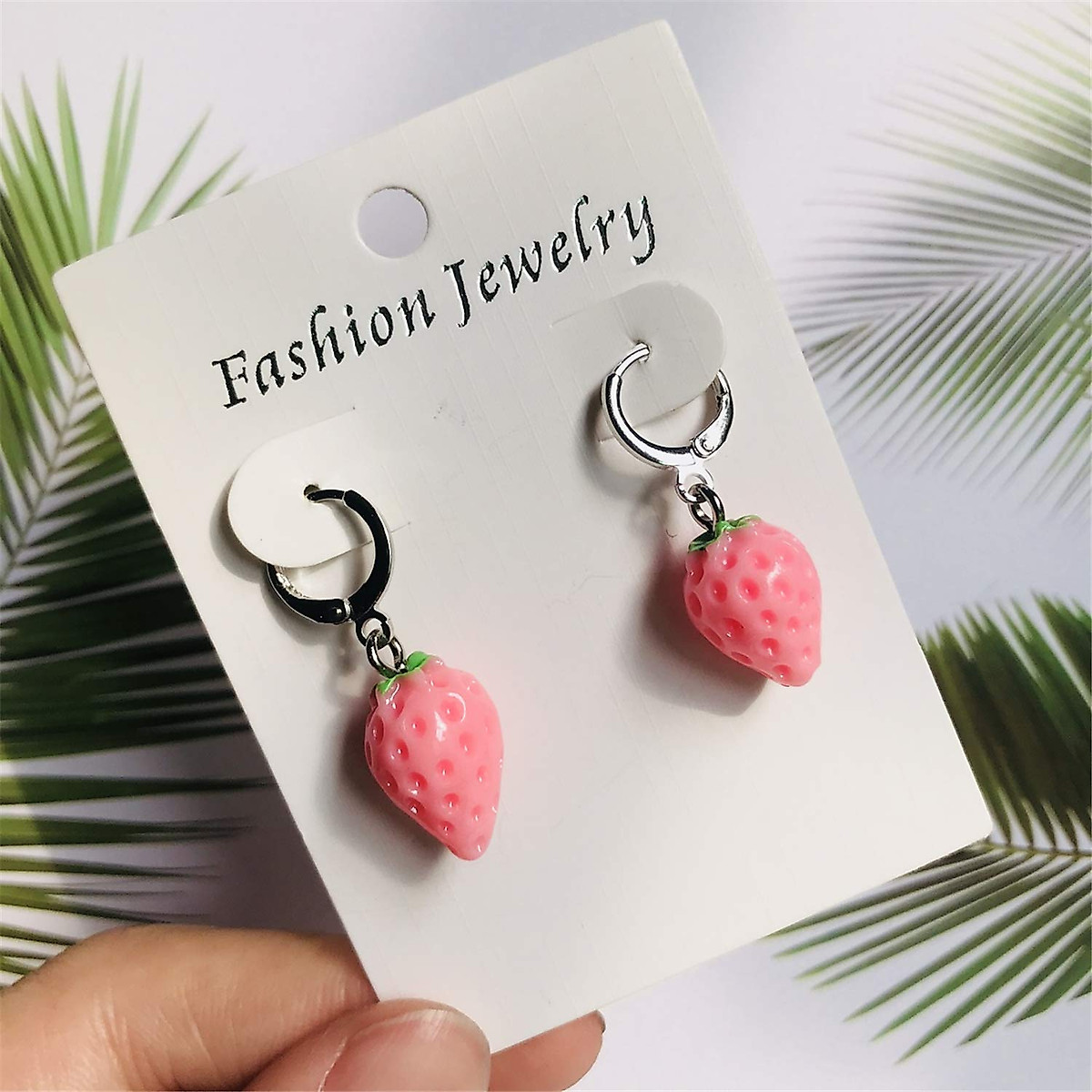 DAMLENG 12 Pairs Creative Cute Simulation Fruits Dangle Drop Earrings Sets Statement Handmade Lemon Strawberry Hoop Earrings For Women Jewelry Gifts (12 Pairs Fruits Earrings)