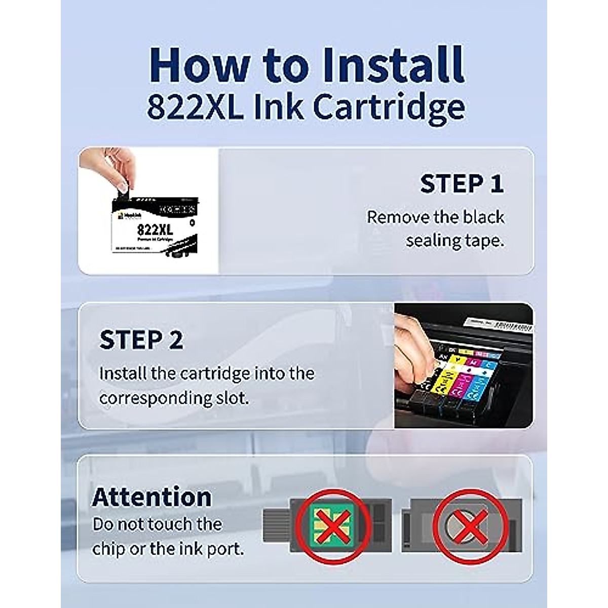 822XL Ink Cartridges Remanufactured Replacement for Epson 822XL Ink Cartridges Combo Pack T822XL 822 Printer Ink for Workforce Pro WF-3820 WF-4820 WF-4830 WF-4833 WF-4834 (4-Pack, BCMY)