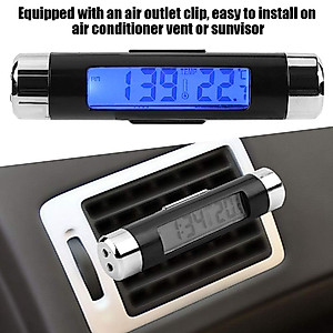 Qiilu Car Digital Clock Thermometer, Car Digital Clock with Thermometer, Portable Clock for Car Dashboard Clip-On LED Backlight Only Celsius