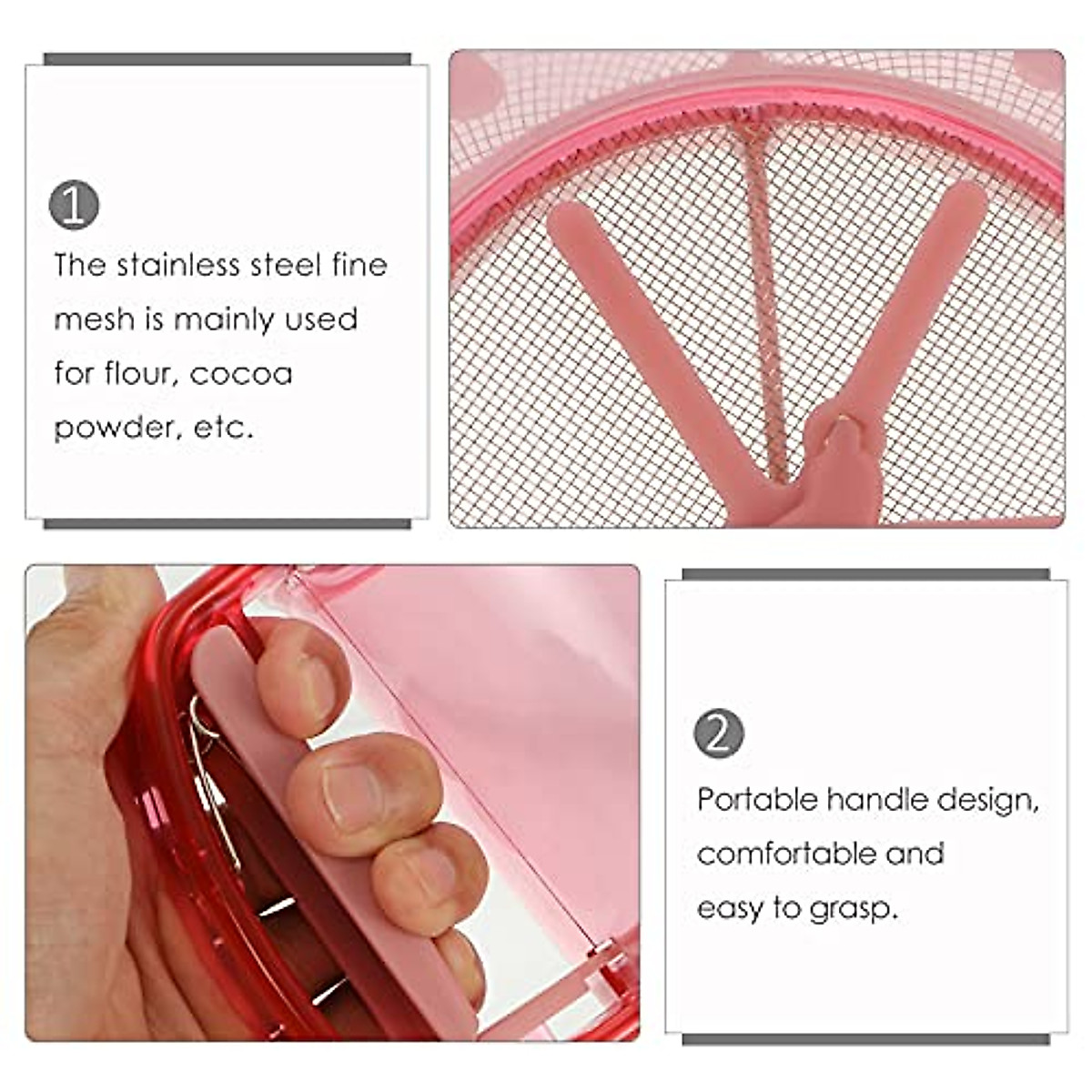 Cabilock 1pc Flour Sieve Powdered Sugar Sifter for Baking Sifting Strainer Handheld Sifter Household Tools Diy Tools Metal Colander Home Flour Strainer Stainless Steel Plastic Cup To Rotate