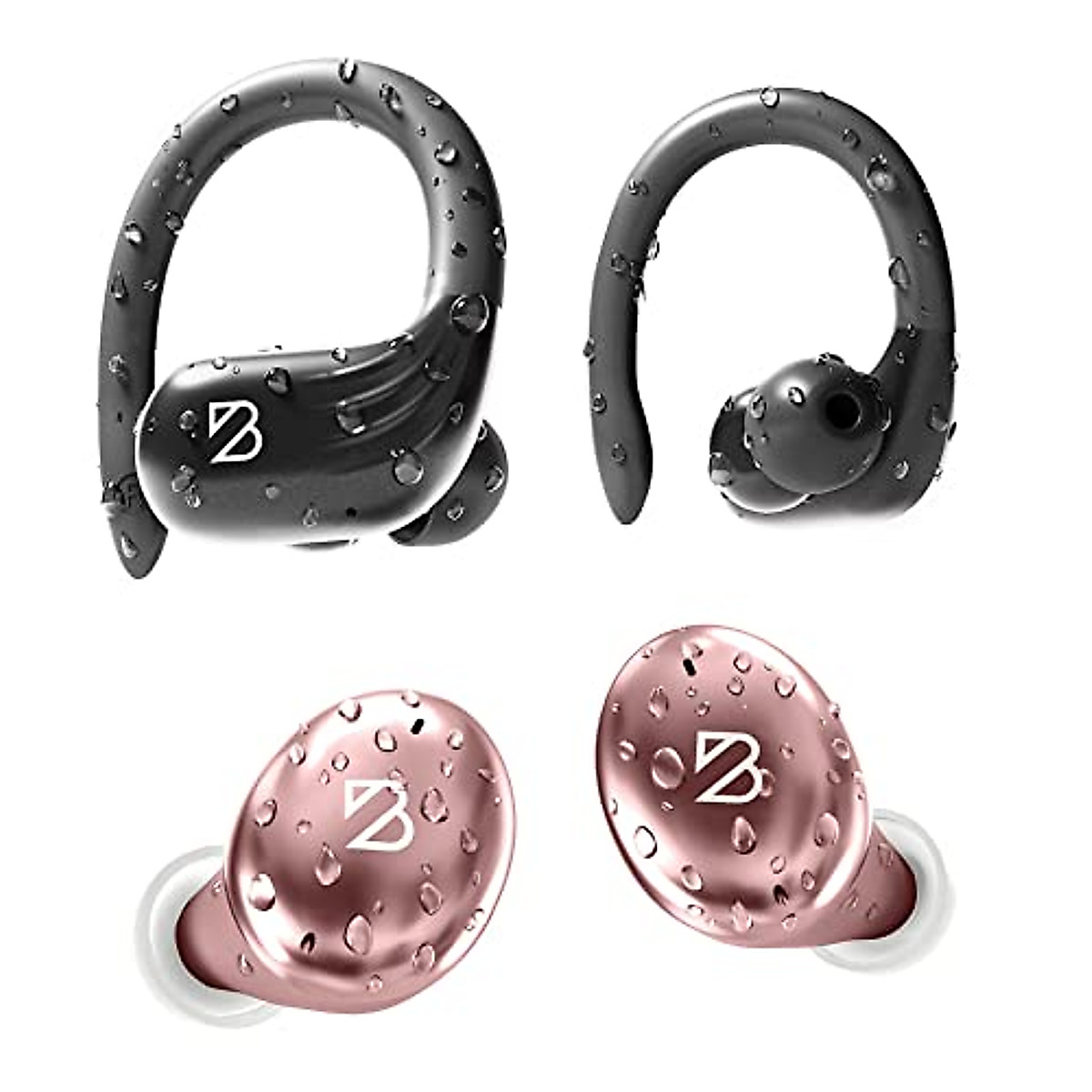 Back Bay Tempo 30 and Runner 60 Wireless Sport Bluetooth Earbuds for Running, Waterproof Headphones with Long Battery Life, Ear Hooks, and Deep Bass