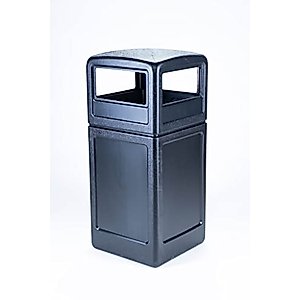 Commercial Zone-73290199 PolyTec 42 Gallon Square Waste Container with Dome Lid Color: Black