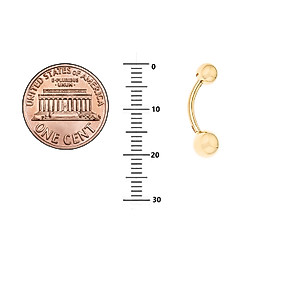 Ritastephens 14K Real Gold Yellow Belly Button Navel Ring Body Jewelry Barbell