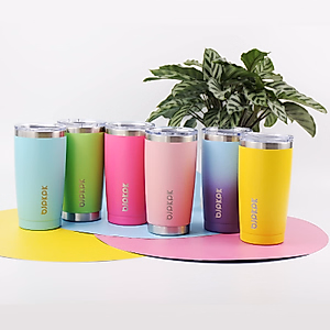 BJPKPK 20 oz Insulated Tumbler Stainless Steel Color Block Coffee Mug Vacuum Double Wall Thermal Travel Cup With Lids And Straw,Mint