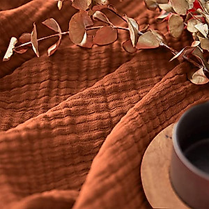 Simple&Opulence Cotton Muslin Throw Blanket for Bed, Couch, Knit Woven Gauze Blanket with Tassels, Soft Lightweight Cozy Pre-Washed Breathable Farmhouse Decoration for All-Season (Rust Orange)