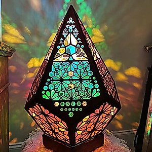 Colorful 3D Projection Hollow Lamp, Large Floor Lamp Led Colorful Diamond Lights, Bohemian Floor Decorative Lamp, Night Decorative LED Light for Living Room Home Decor Modern Floor Lamp