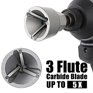 Vearter External Chamfer Drill Bit Deburring Tool with 3 Flute Carbide Blades for Metal Steel, Removal Burr Tools Quick Release Shank Fits 1/8" (3mm) to 3/4" (19mm)