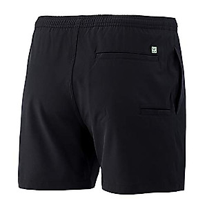 HUK Men's Standard Volley 5.5" Elastic Waist Quick-Dry Swim Shorts, Black, Medium