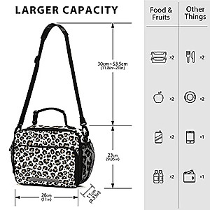 Leopard Cheetah Print Animal Skin Lunch Bag, Reusable Lunch Box for Women Men, Insulated Cooler Bag Lunch Tote Bag with Shoulder Strap for School Office Picnic Travel