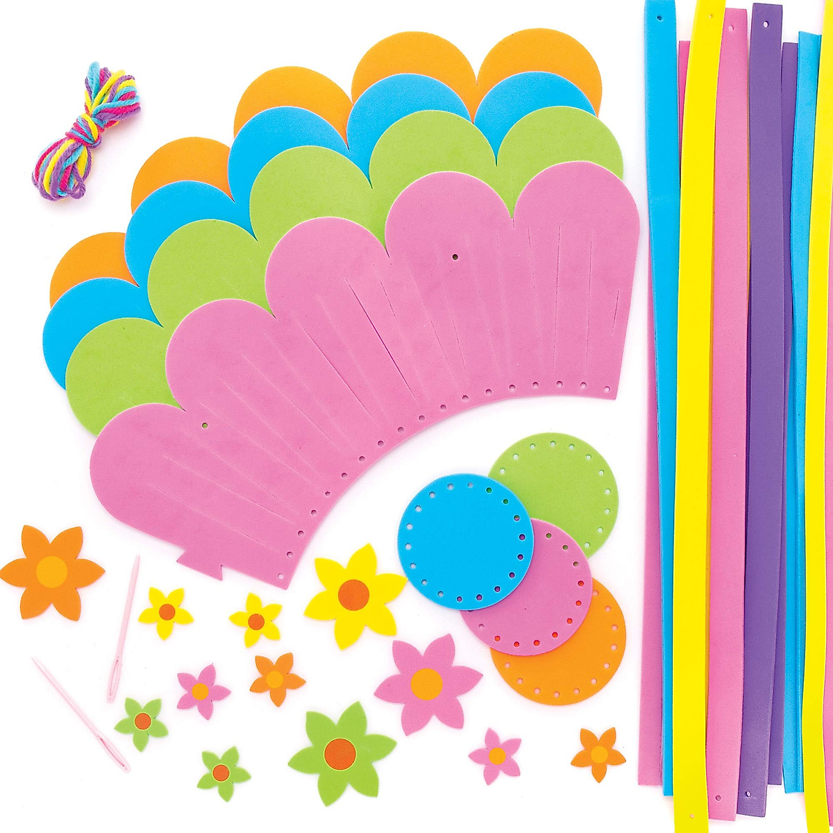 Baker Ross AT380 Flower Basket Weaving Kits - Pack of 4, Introductory Sewing for Beginners and for Kids Arts and Crafts Projects