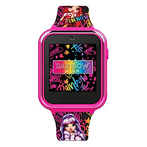 Accutime Kids Rainbow High Educational Learning Touchscreen Pink Smart Watch Toy with Multicolor Strap for Girls, Boys, Toddlers - Selfie Cam, Games, Alarm, Calculator, Pedometer (Model: RNB4017AZ)