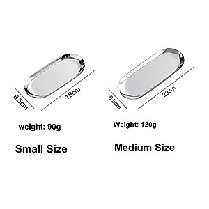 1 Pcs 9 Inch x 3.8 Inch Trinket Tray, Silver Stainless Steel, for Serving Trays Towel Storage Dish Plate Tea Fruit Trays Cosmetics Jewelry Plate Decorative Storage Tray