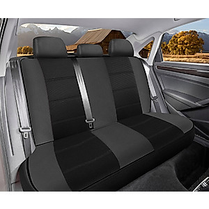 PIC AUTO Car Seat Cover Full Set, Front Bucket Seat Covers with Split Bench, Mesh and Leather, Universal Fit for Most Cars, SUVs, and Trucks (Black)