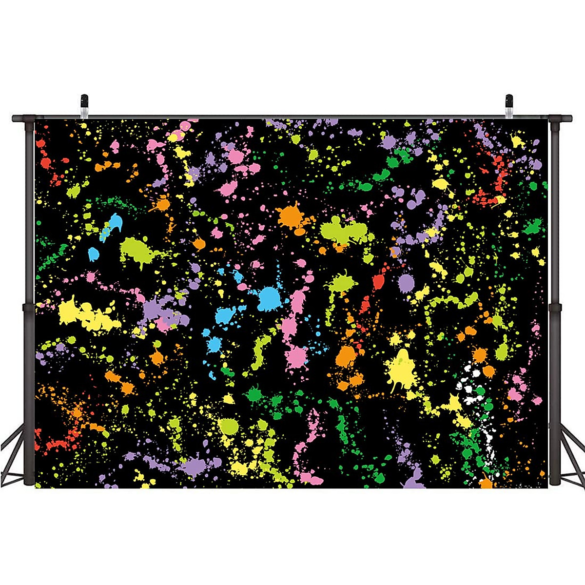 Colorful Paint Splash Backdrop Abstract Graffiti Style Photography Background Neon Glow Splatter Hip Hop Disco Retro 80's 90's Happy Birthday Glow Party Art Vinyl 7x5ft Banner Photo Studio Props