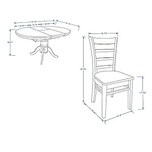 Glenwillow Home 7-PC - Oval Butterfly Leaf Dining Table in White/Natural + White Slat Back Dining Chairs Dining Set