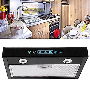 1 Set Under Cabinet Range Hood 12V Cooking Range Hood 3 Speed Adjustable with Touchable Screen LED Light Suitable for RV Yacht Kitchen