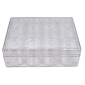 The Beadsmith Personality Case - Clear Storage Organizer Box, 6.25 x 4.75 x 2.1 inches - Includes 12 Small Containers with lids - 1.5 x 2 inches, Bead Holder