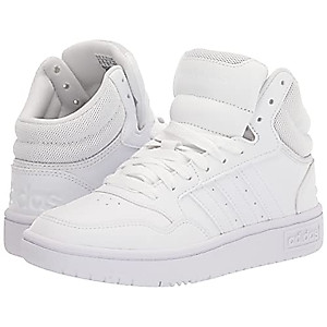 adidas Women's Hoops 3.0 Mid Basketball Shoe, White/White/Dash Grey, 8