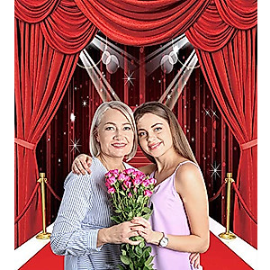 Hollywood Theme Party Decorations Photo Backdrops Red Carpet Backgrounds Vinyl Photography Background Backdrops for Wedding Birthday Party Decoration 5x7ft 053