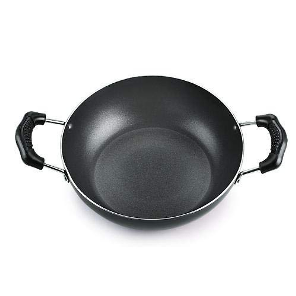 Induction Base Non-Stick Kadai with Glass Lid Non Stick Frying Pan Wok Flat Bottom Non Stick All Purpose Pan Non-Stick Aluminium Kadhai Deep Fry Pan (240mm) 2.2Ltr