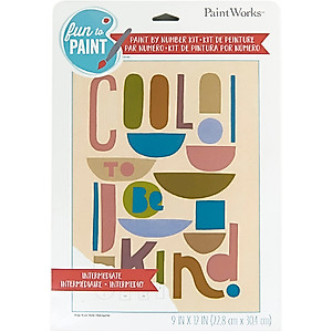 Dimensions PaintWorks 73-91859 Cool to be Kind Paint by Number Kit for Adults and Kids, 9" x 12", Multicolor, 12pcs