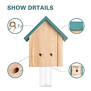 GAW Nature Wood Cabin Style Carpenter Bee Traps for Outdoors, 2 Pack Best Wooden Bee Trap for Outside
