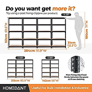 HOMEDANT 5-Tier Laminated Metal Shelving Unit Adjustable Garage Storage Utility Rack Heavy Duty Shelves Organization Multipurpose Shelf Warehouse Basement Shed Pantry 28" W x 12.3" D x 59.5" H 1Pack