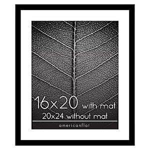 Americanflat 20x24 Picture Frame with Polished Plexiglass - Use as 16x20 Frame with Mat or Display 20x24 Photo Without Mat - Epic Collection - Wide Picture Frames for Wall Display - Black