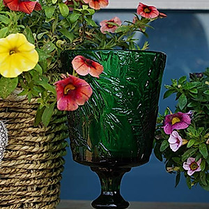 Jomop Handmade Pressed Colored Stemmed Wine Glasses Set Green Set of 4 Retro (4, Wine Goblet)