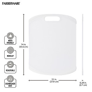 Farberware Nonslip Cutting Board, 11x14 Inch, Translucent White