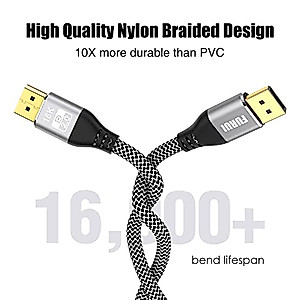 FURUI VESA Certified DisplayPort 2.0 Cable 6ft, Nylon Braided 16K DP 2.0 Cable, Supports 80Gbps, 16K@60Hz, 10K@60Hz, 8K@120Hz / 60Hz for Laptop, TV Gaming Monitor