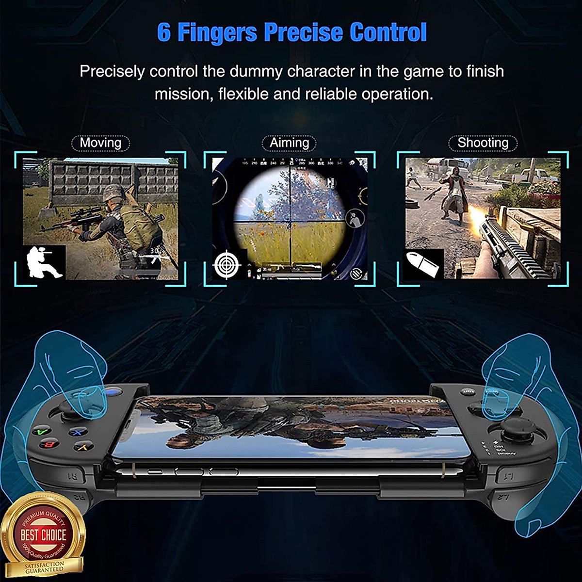 Wireless Mobile Controller Gamepad,PUBG Mobile Controller with Triggers for 3.5-6.5 Inch Android iOS for FPS Games Gamepad