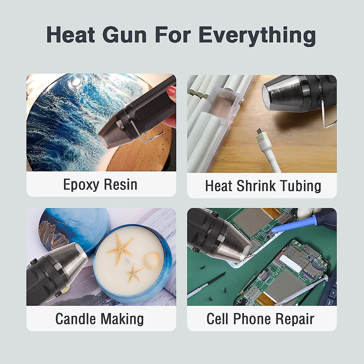 LDK Mini Heat Gun, 4.9Ft 300W Dual Temperature 392℉ & 662℉ Hot Air Gun for Shrink Wrapping, Epoxy Resin & Vinyl, Craft Embossing, Phone Repair Heat Gun