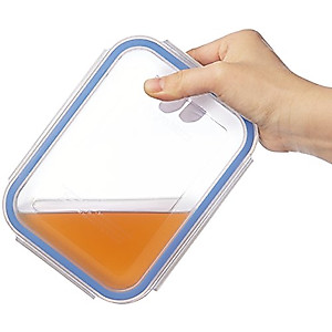 Amazon Basics 20-Piece Glass Food Storage Containers, 10 Count of Bases and Plastic Lids, Transparent, Blue