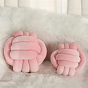 Jackcsale Round Throw Pillow, Soft Handmade Knot Ball Pillows, Home Decoration Pillow, Knotted Plush Toys Throw Pillow (7.5 inches, Grey White)