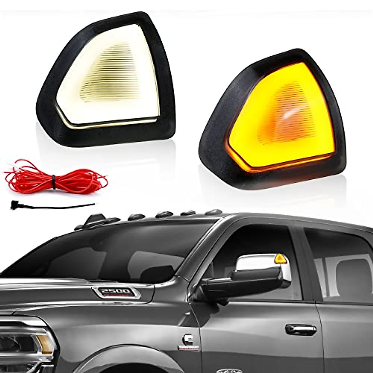 Switchback White/Amber Led Side Mirror Turn Signal Light Smoke Cover Lens Lamps For Dodge Ram 1500 2500 3500 4500 5500 2010-2018 68302828aa 68302829aa
