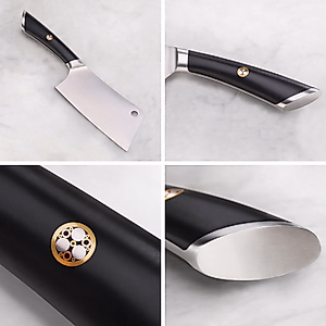 Cangshan ELBERT Series German Steel Forged Cleaver Knife Block Sets, Acacia (3-Piece, Black)