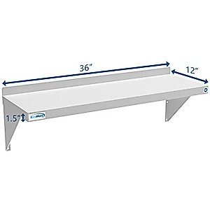 KoolMore NSF Stainless Steel Wall Mount Shelf - Industrial Grade Metal Shelf for Commercial Restaurant Kitchens 12 x 36