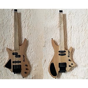 4 String Bass/ 6 String Lead Fretless Headless Tremolo Busuyi Guitar Right (Natural)