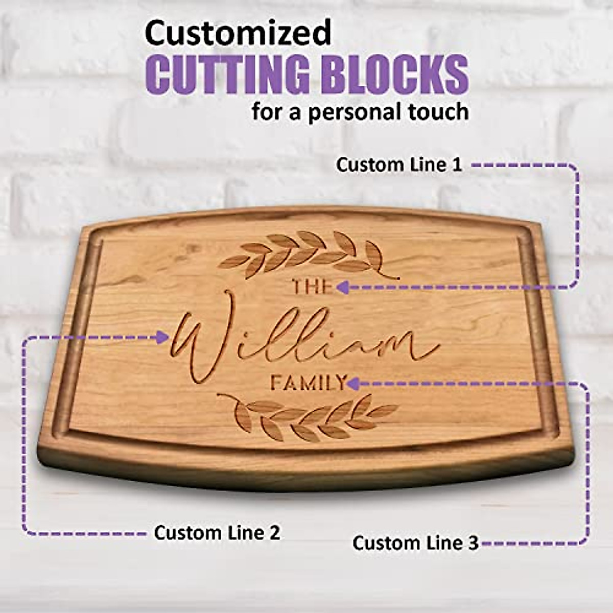 Tayfus Personalized Cutting Boards - Custom Laser Engraved Wood Chopping Block - USA Handmade - Best Wedding, Housewarming, Anniversary, Birthday, Christmas Gifts For Friends, Couples, Family, Parents
