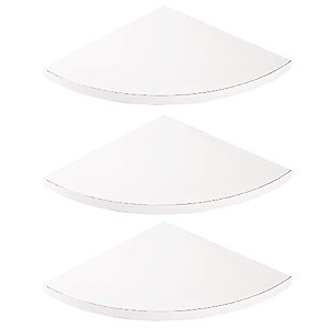 Suwimut Set of 3 Corner Mounting Shelf, Rustic Wood Floating Wall Mounted Storage Shelf with White Finish for Living Room, Bedroom, Bathroom, Kitchen, Office