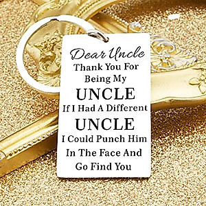 Uncle Gifts from Niece Nephew Mens Stocking Stuffers for Men Adults Uncle Keychain Uncles Gift Funny Christmas Present Thank You for Being My Uncle to be Father's Day